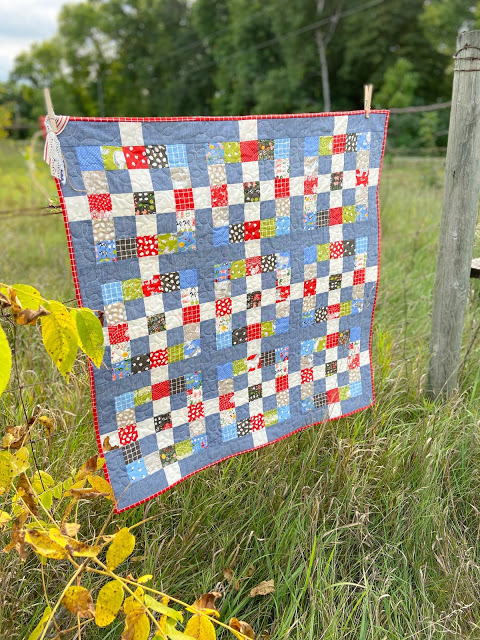 Next Up baby quilt featuring charming farm fabric – Carried Away Quilting